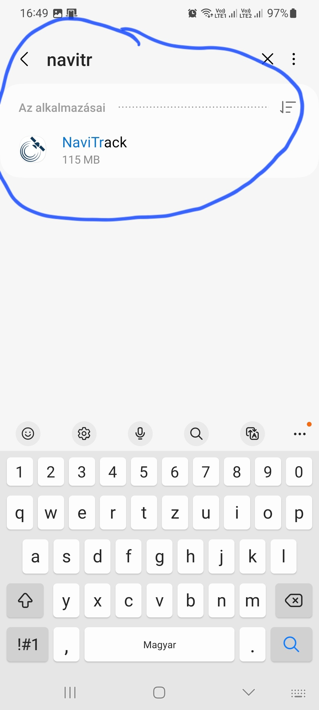 A NaviTrack letöltése a Google Play Store-ból